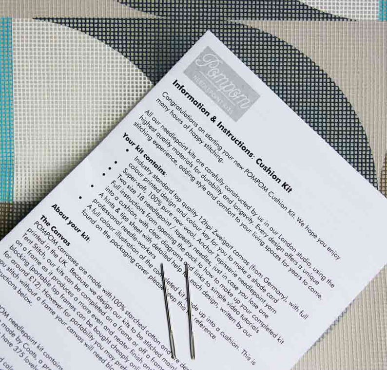Modern Needlepoint Kit, Geometric Design, Printed Canvas, Pink ...
