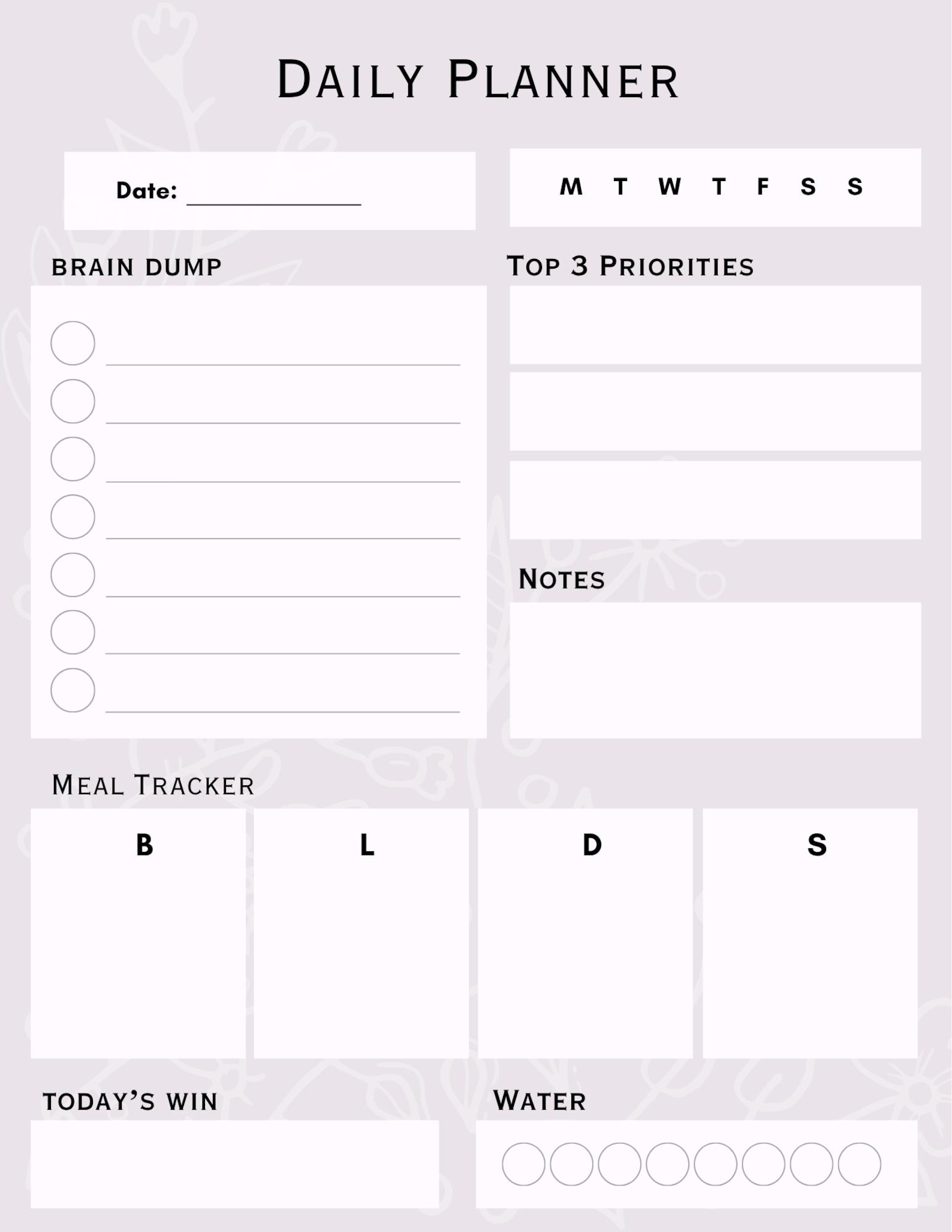Minimalist Digital Daily Planner | Productivity Template (instant ...