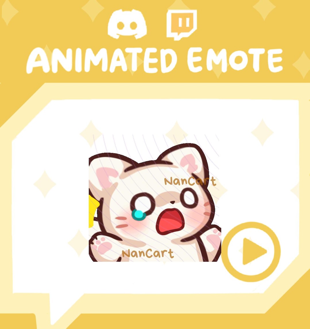 Emote animata spaventata / Twitch Discord / Gatto Chibi bianco / Panico ...