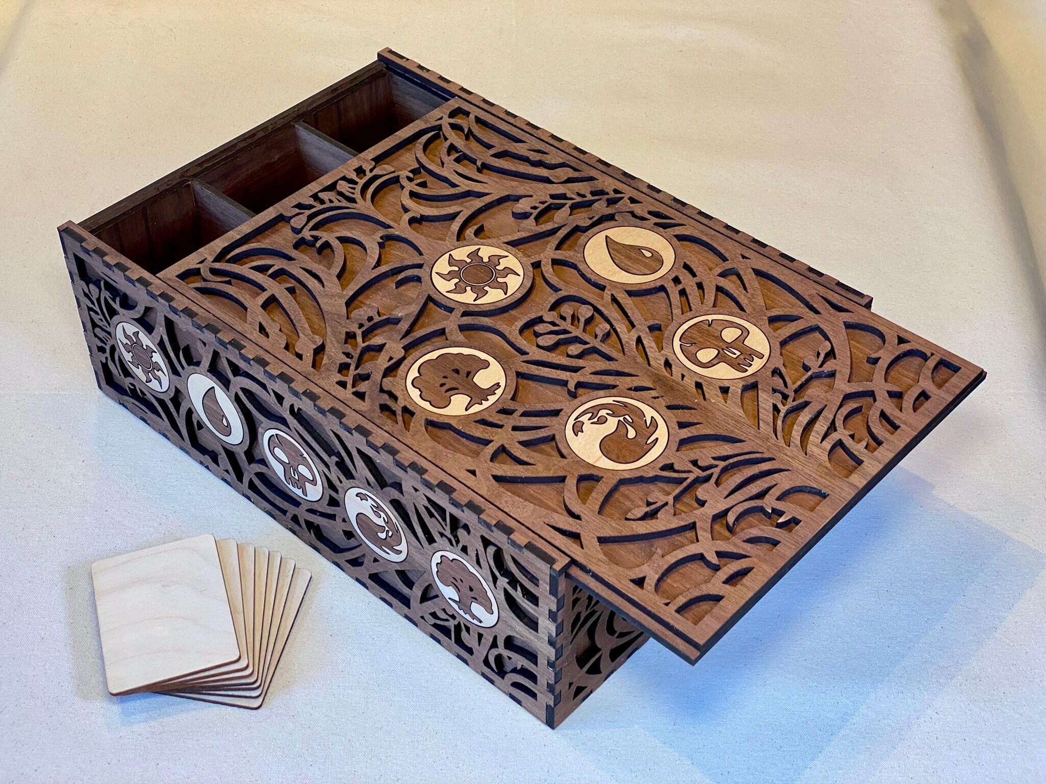 Deluxe Collectible Card Box - Three Rows - Customizable - Laser Cut on ...