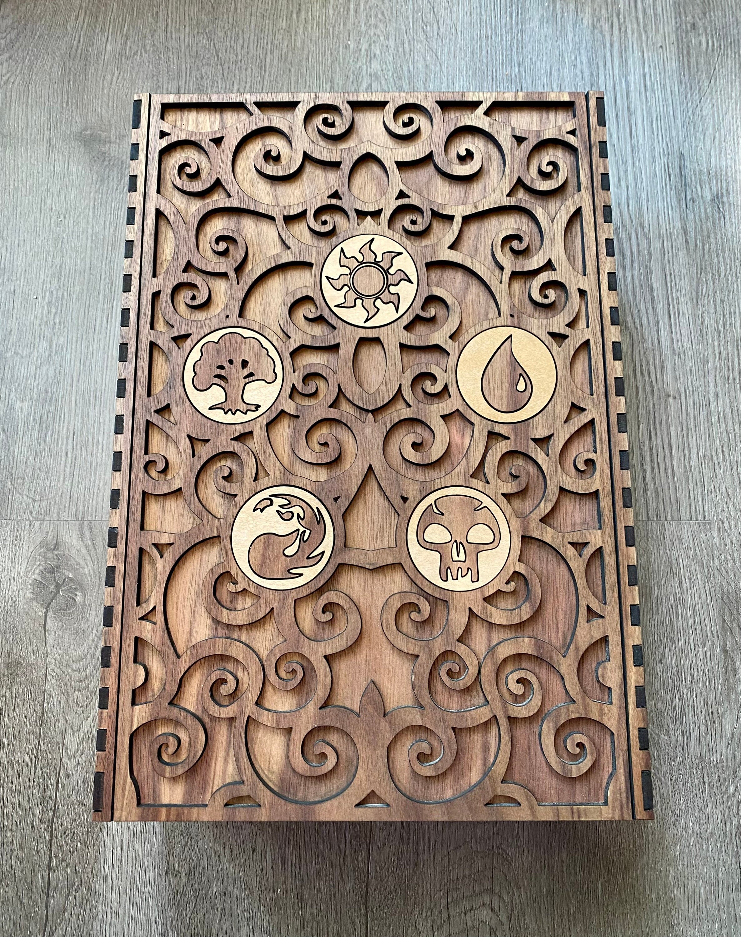 Ornate Collectible Card Box - Three Rows - Customizable - Laser Cut ...