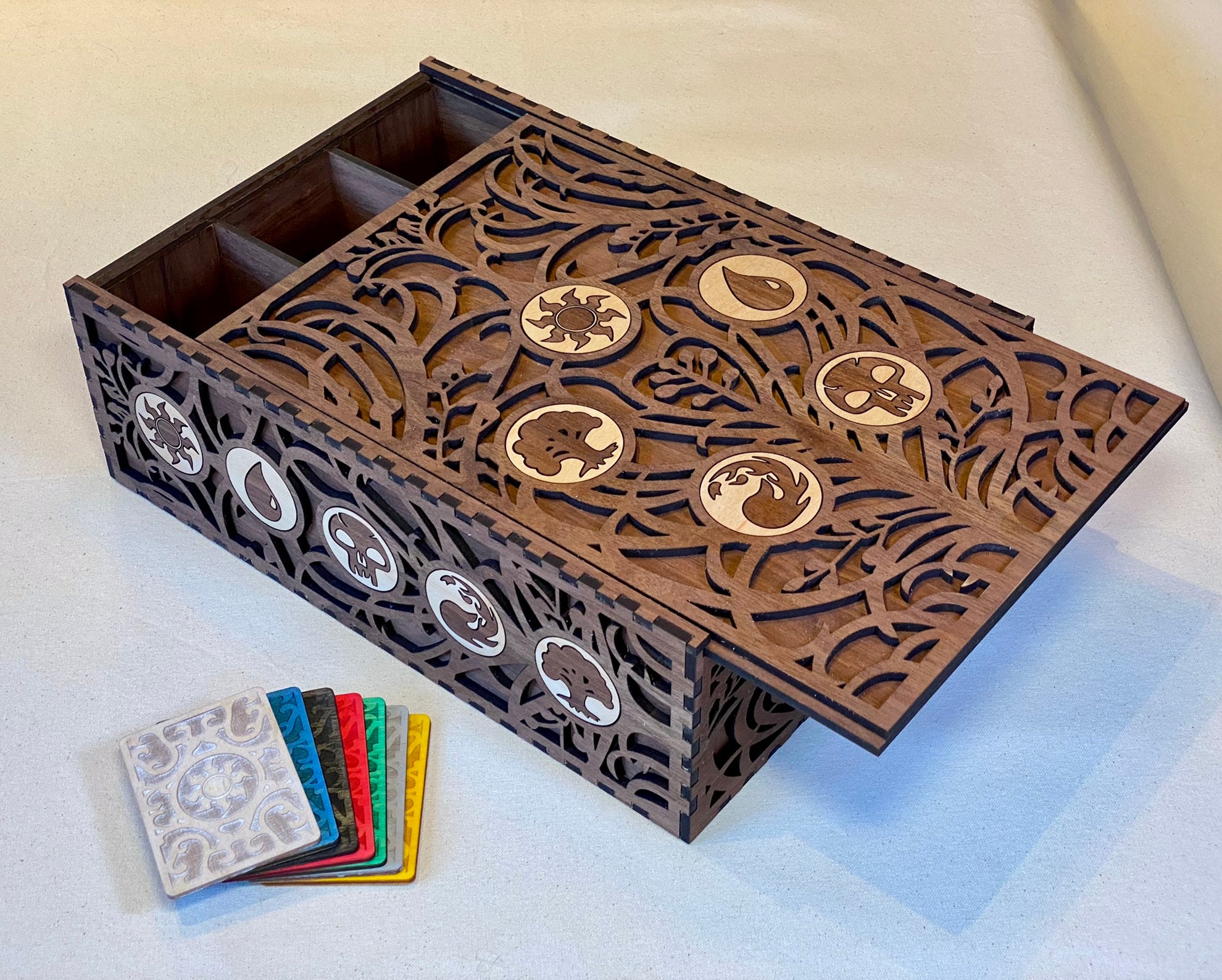 Deluxe Collectible Card Box - Three Rows - Customizable - Laser Cut on ...