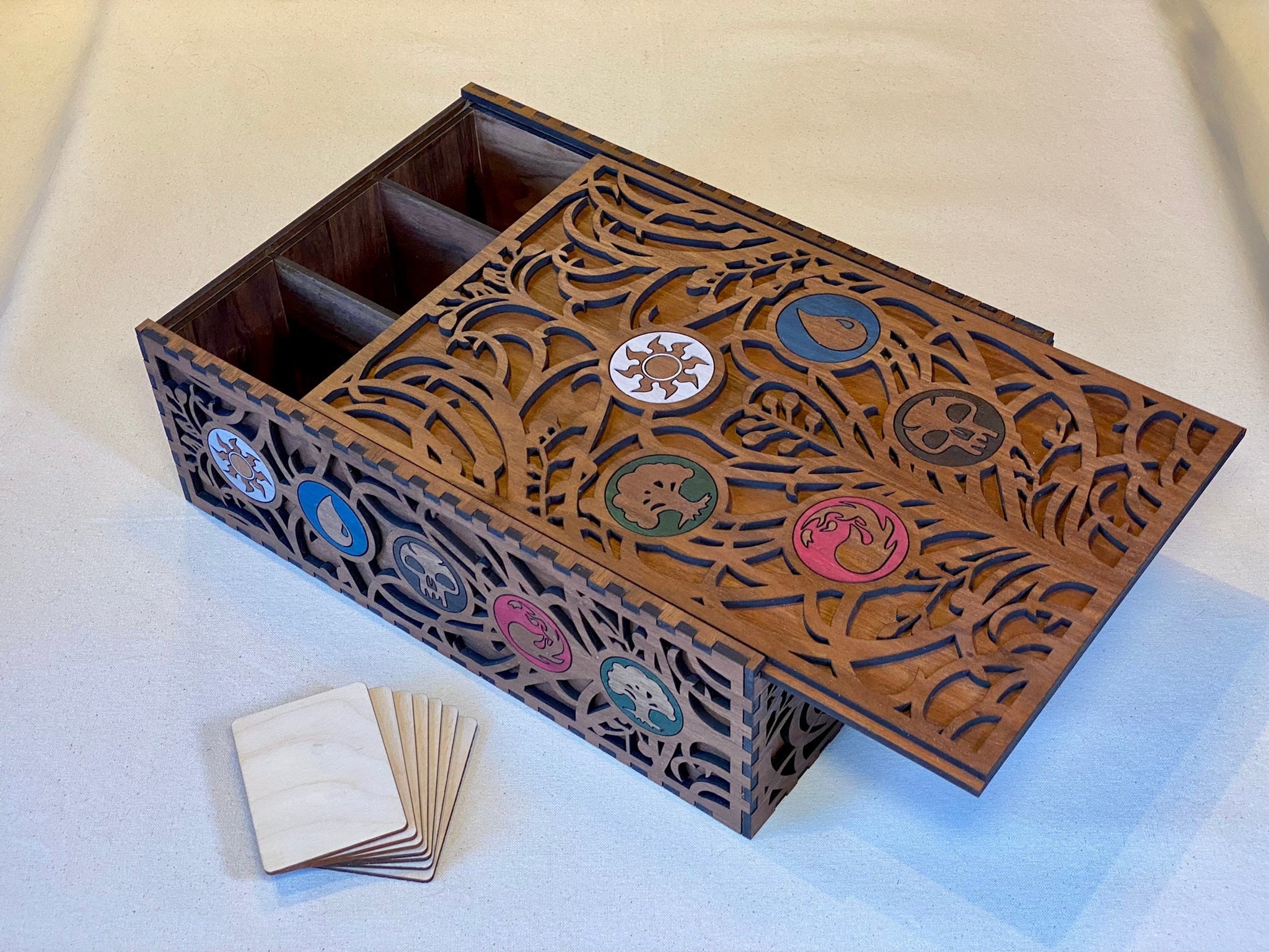 Deluxe Collectible Card Box - Three Rows - Customizable - Laser Cut on ...