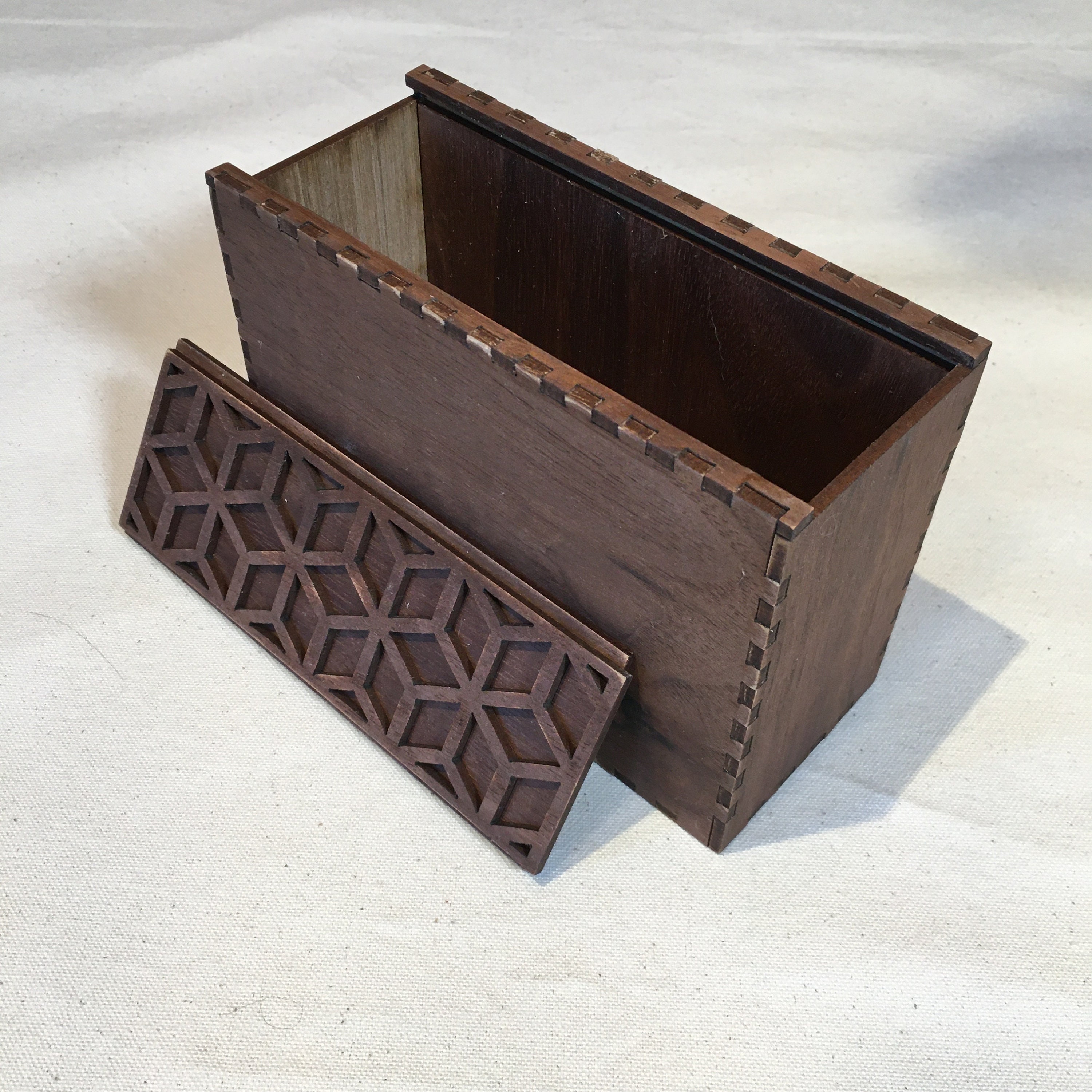 Small Decorative Card Box - Custom Laser Cut Wood - Top Sliding Lid ...