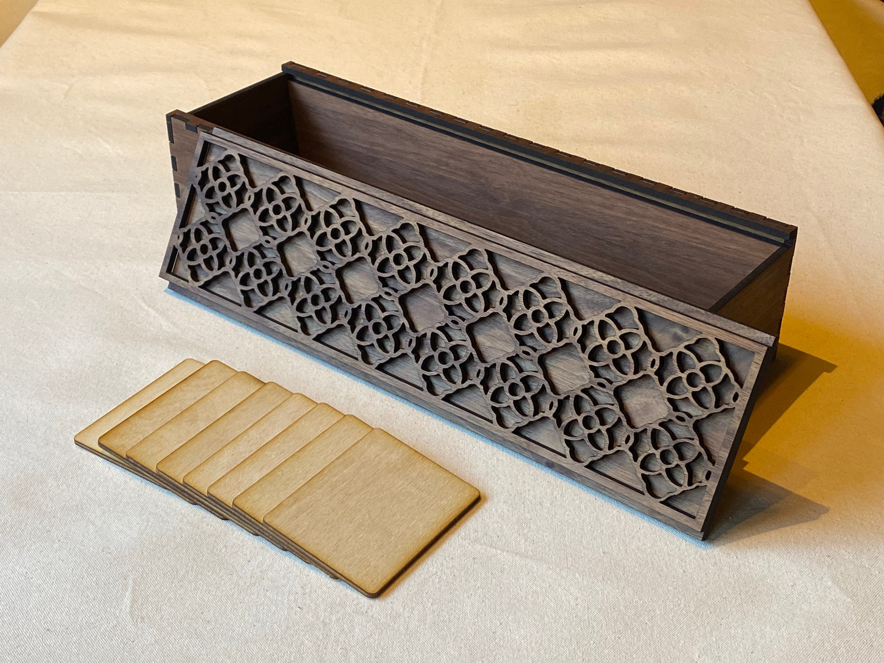 Decorative Card Carrying Box Laser Cut Wood Sliding Lid MTG Cube - Etsy