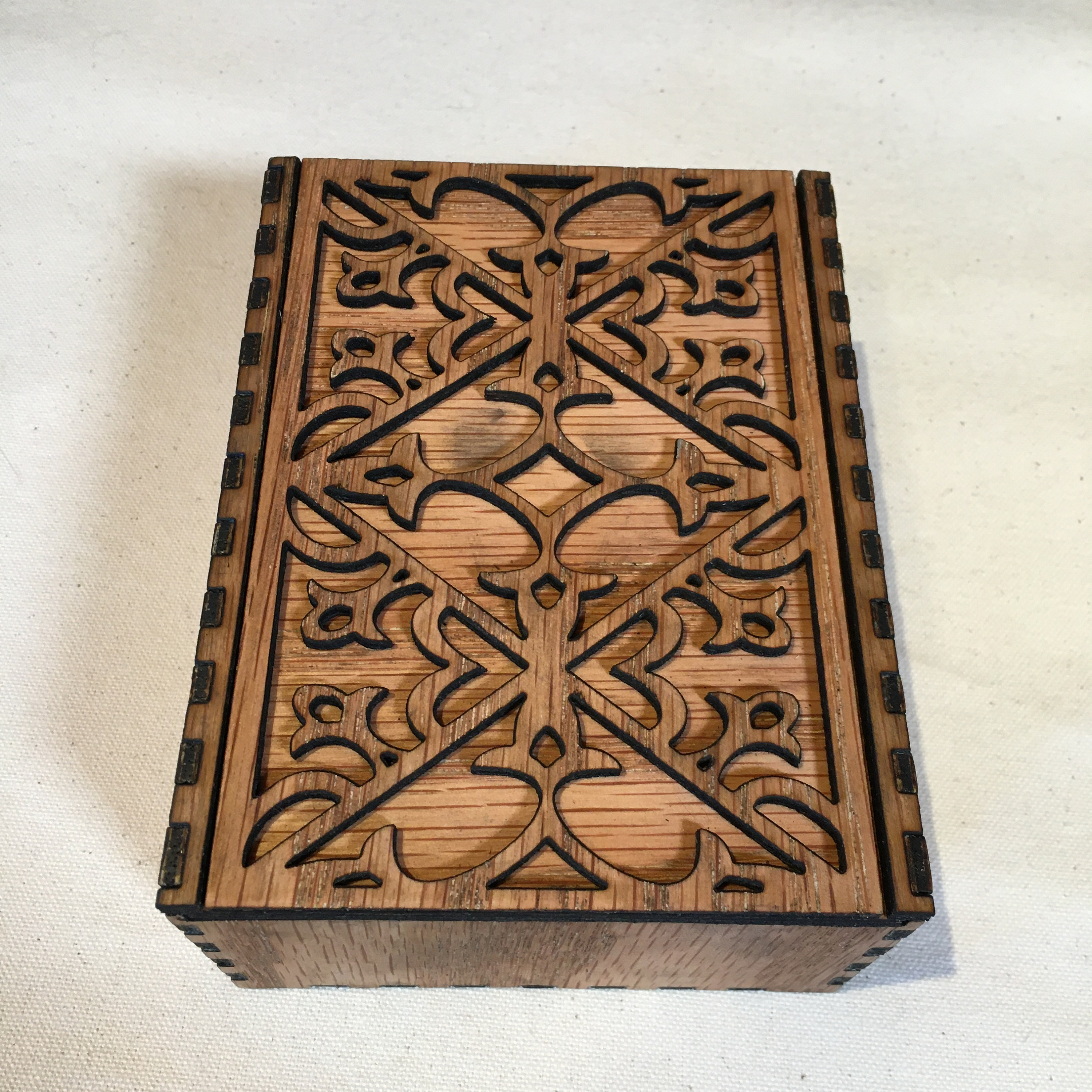 Small Decorative Card Box - Custom Laser Cut Wood - Top Sliding Lid ...