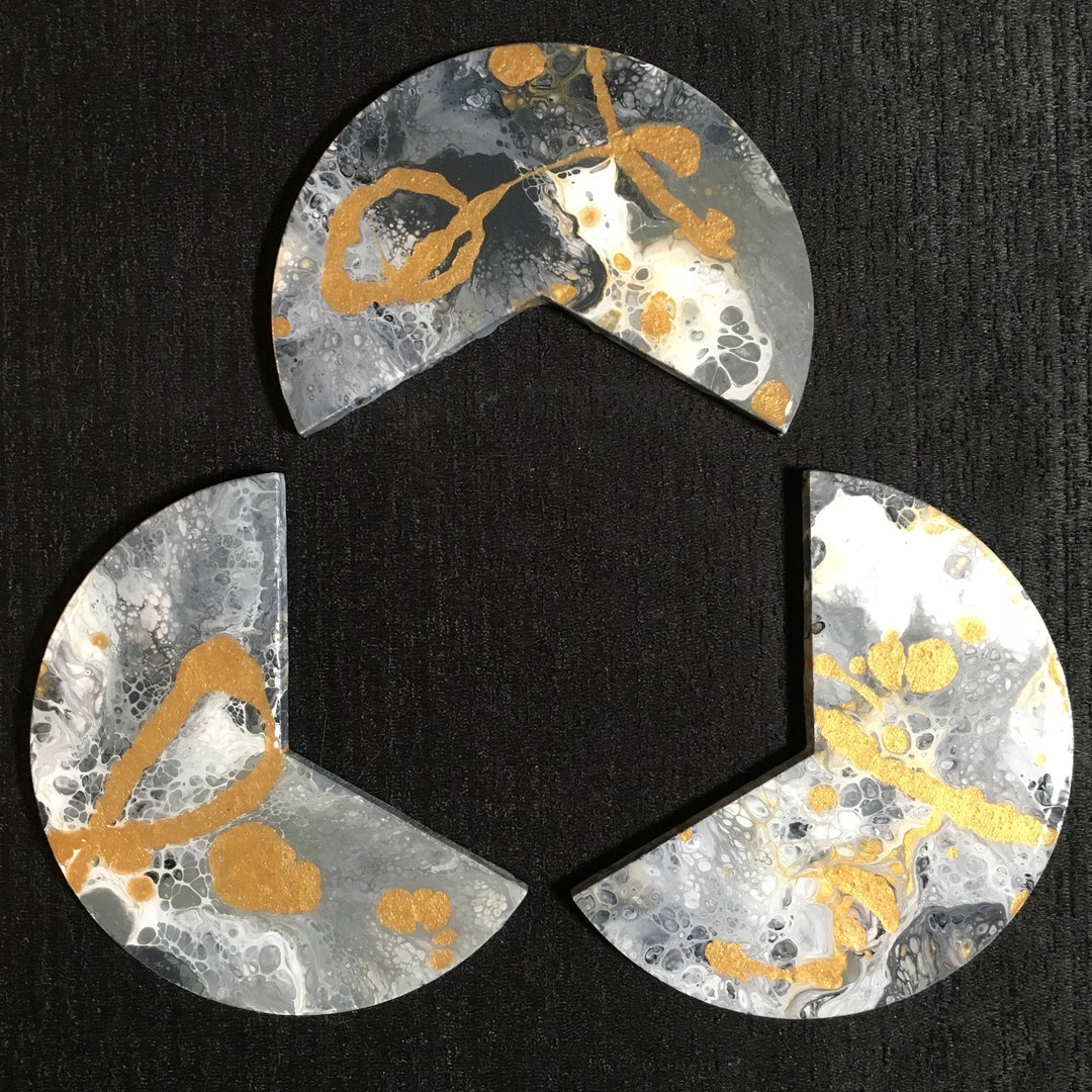 The Invisible Cube in Grey and Gold - Original Psychedelic Acrylic ...