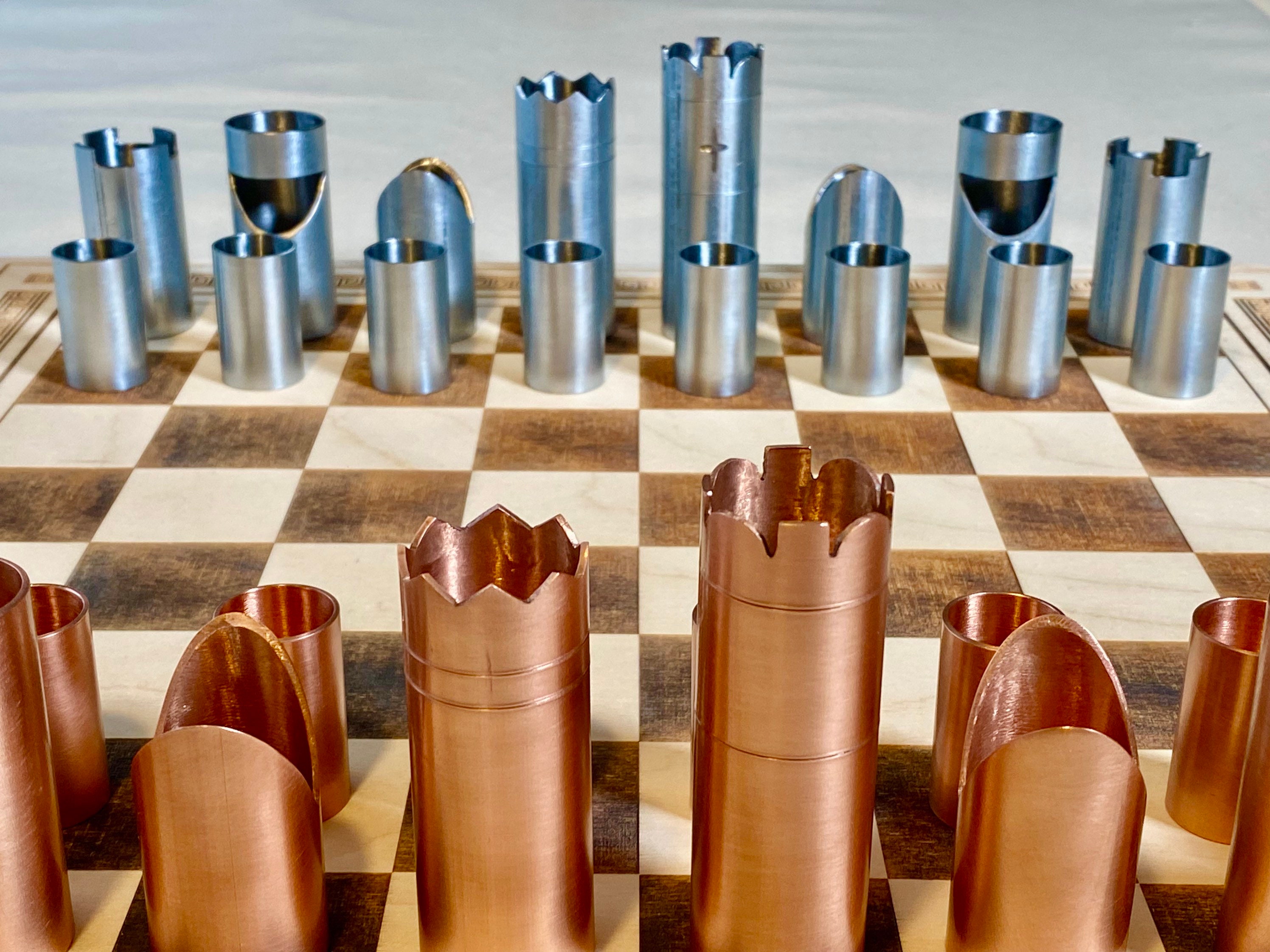 Chess Set Handmade Copper Steel or Brass Modern and Rustic Large Set - Etsy