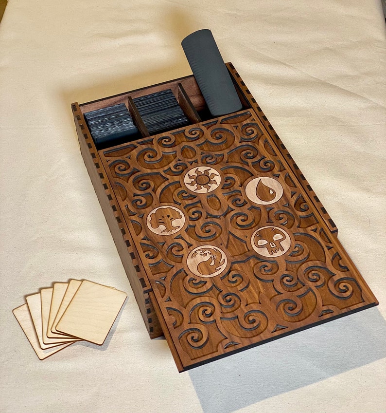 Ornate Collectible Card Box - Three Rows - Customizable - Laser Cut ...