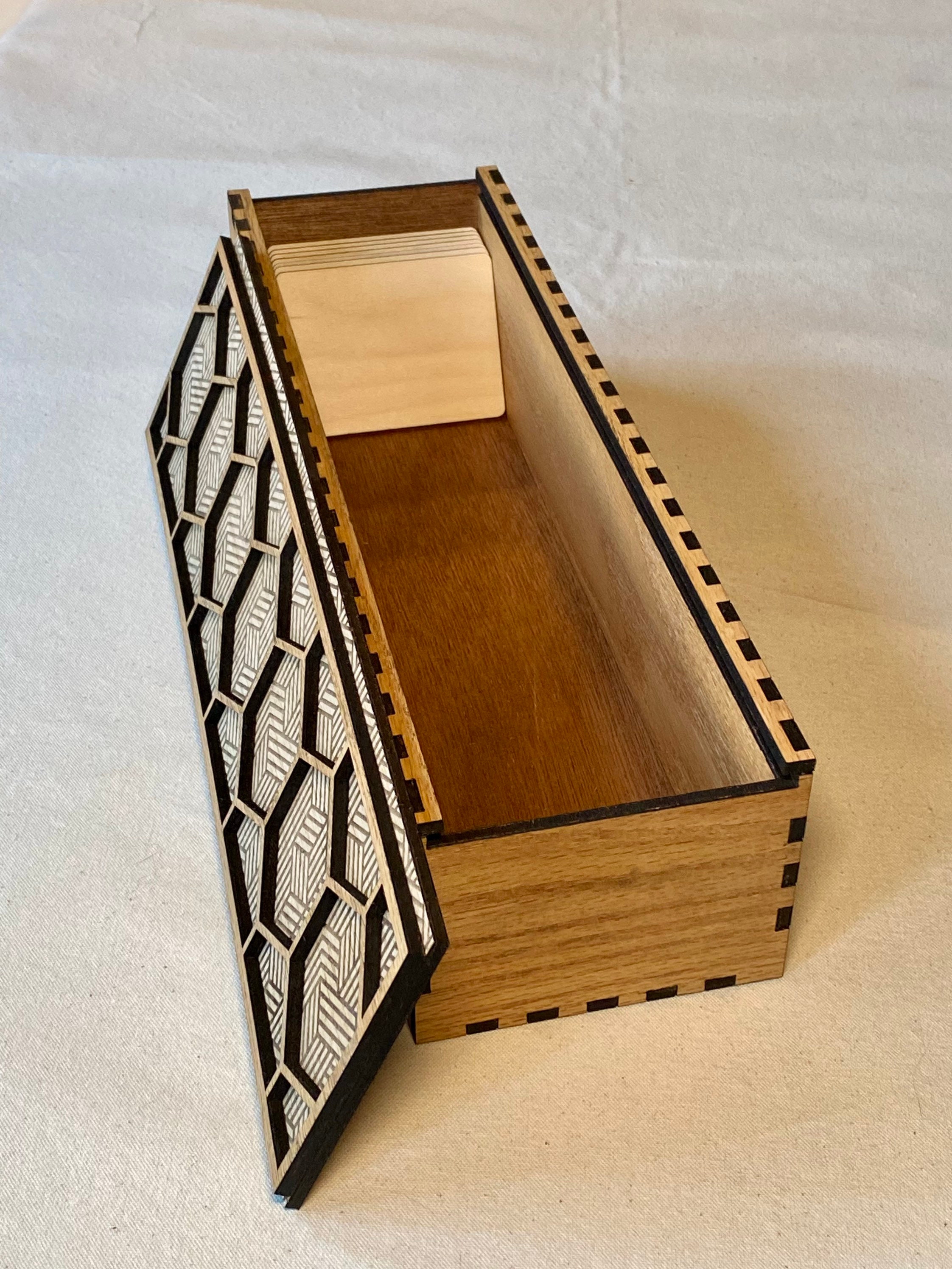 Decorative Card Carrying Box Laser Cut Wood Sliding Lid MTG Cube - Etsy