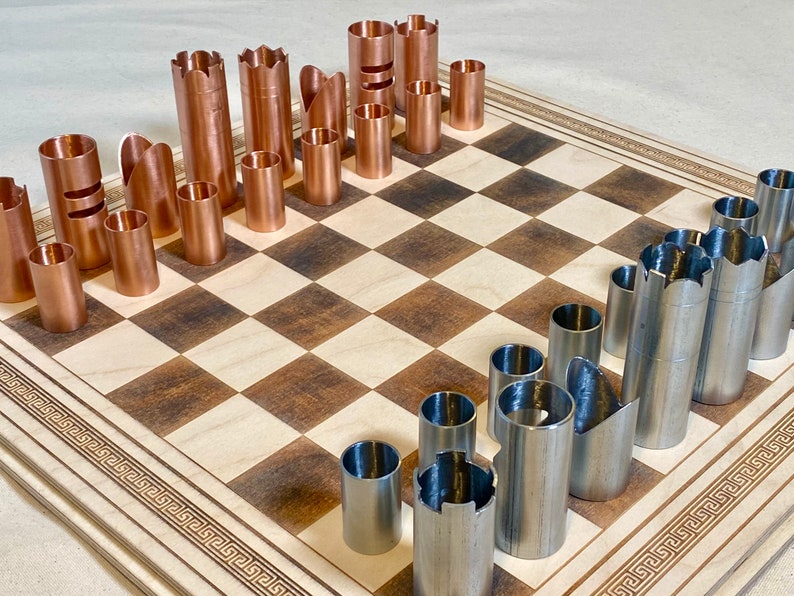 Chess Set Handmade - Copper Steel or Brass - Modern and Rustic - Medium ...