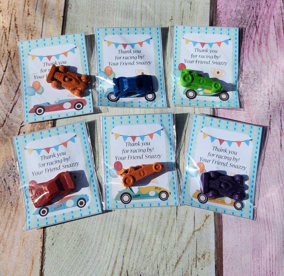 Race Car Thank You Cards With Crayons , Party Favors L Party Favor ...