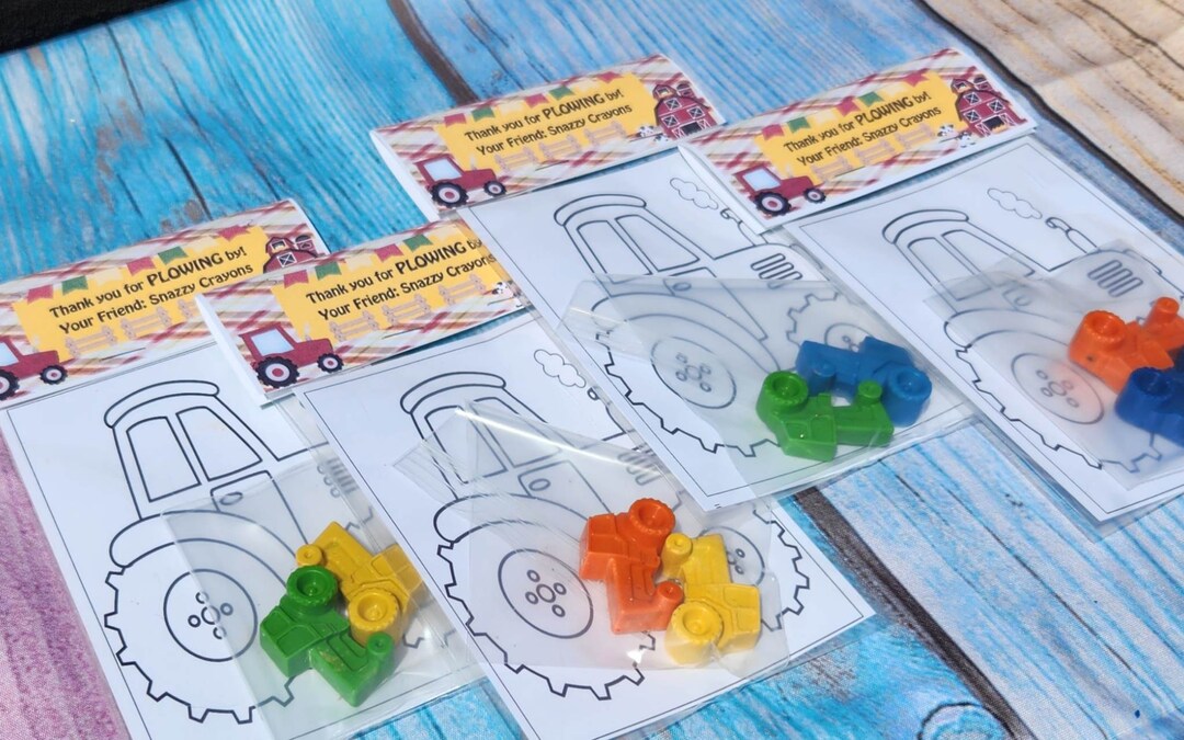 Farm, Tractor Themed Coloring Party Favors , Personalized Crayons, Pig ...