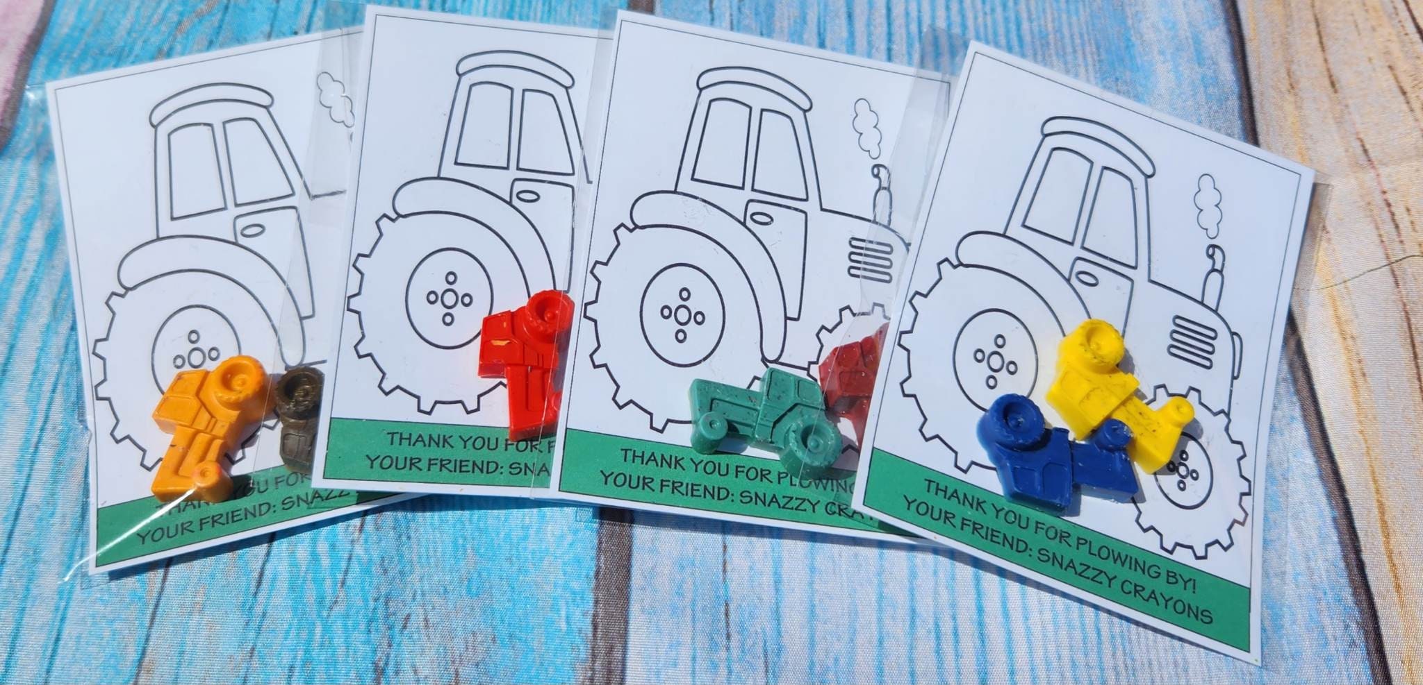 Farm Tractor Themed Coloring Party Favors , Personalized Crayons, Pig ...
