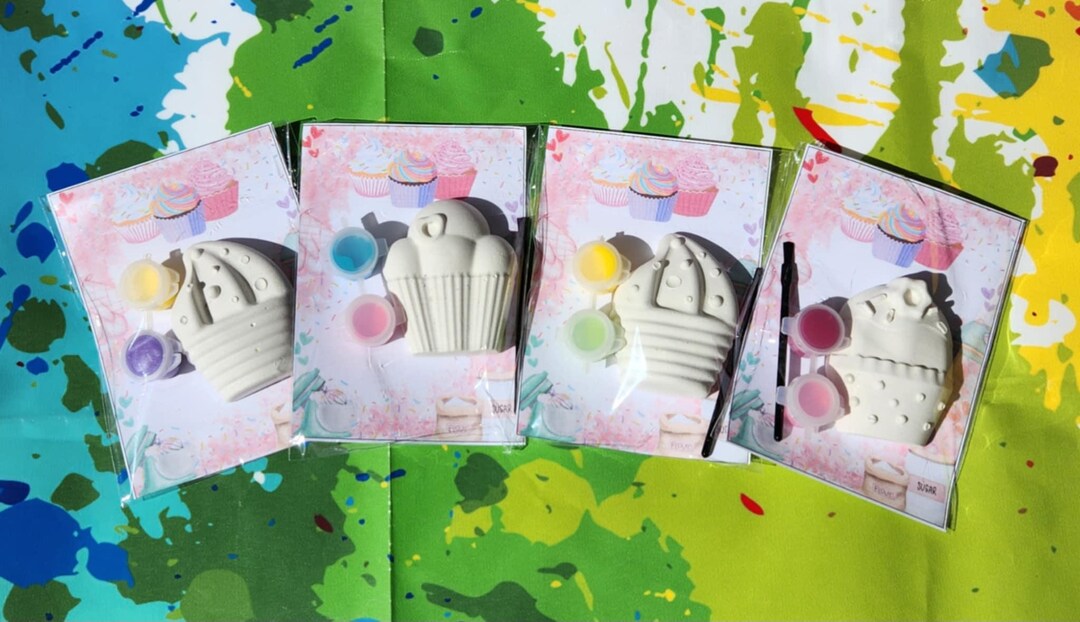 Kids Cupcake Plaster Paint Kits – DIY Party Favors | Cupcake Painting ...
