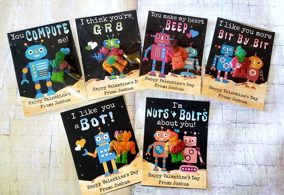 Robot Valentines Day Cards With Crayons | Etsy