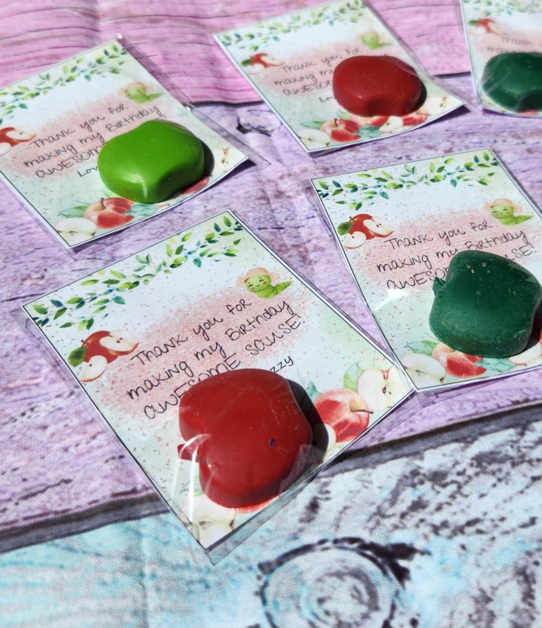 Apple Thank You Cards With Crayons | Party Favors | Goodie Bag Fillers ...