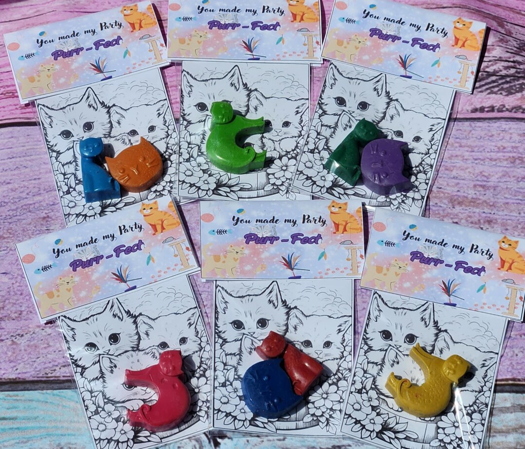 Kitty Party Favors L Adorable Cat Crayons, Classroom Handouts & Take ...