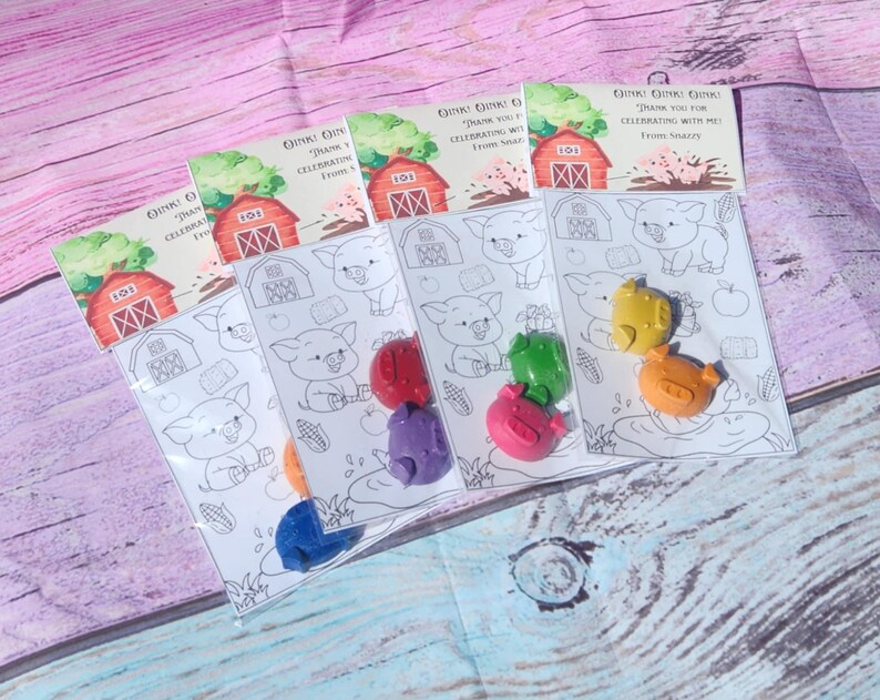 Pig Crayon Party Favors – Farm Animal Birthday Favors – Barnyard ...