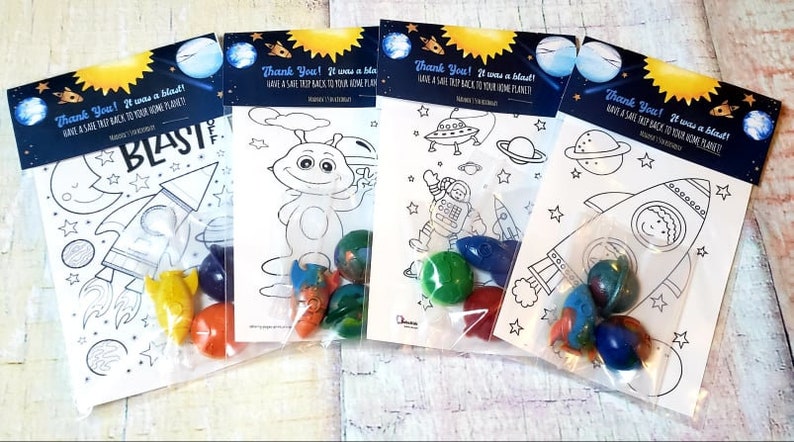 Space Theme Party Favor Coloring Kits Crayon Names Crayons - Etsy
