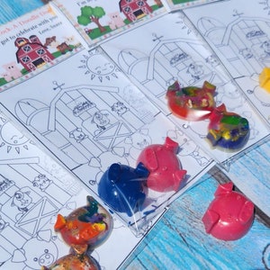 Farm, Piggy Themed Coloring Party Favors , Personalized Crayons, Pig ...