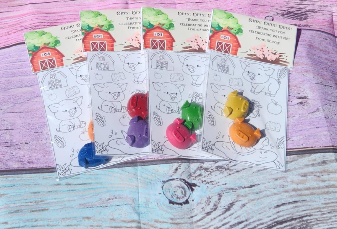 Pig Crayon Party Favors – Farm Animal Birthday Favors – Barnyard ...