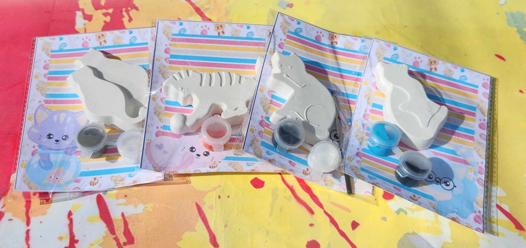 Adorable Cat Plaster Painting Set for Party Favor Activities L DIY ...