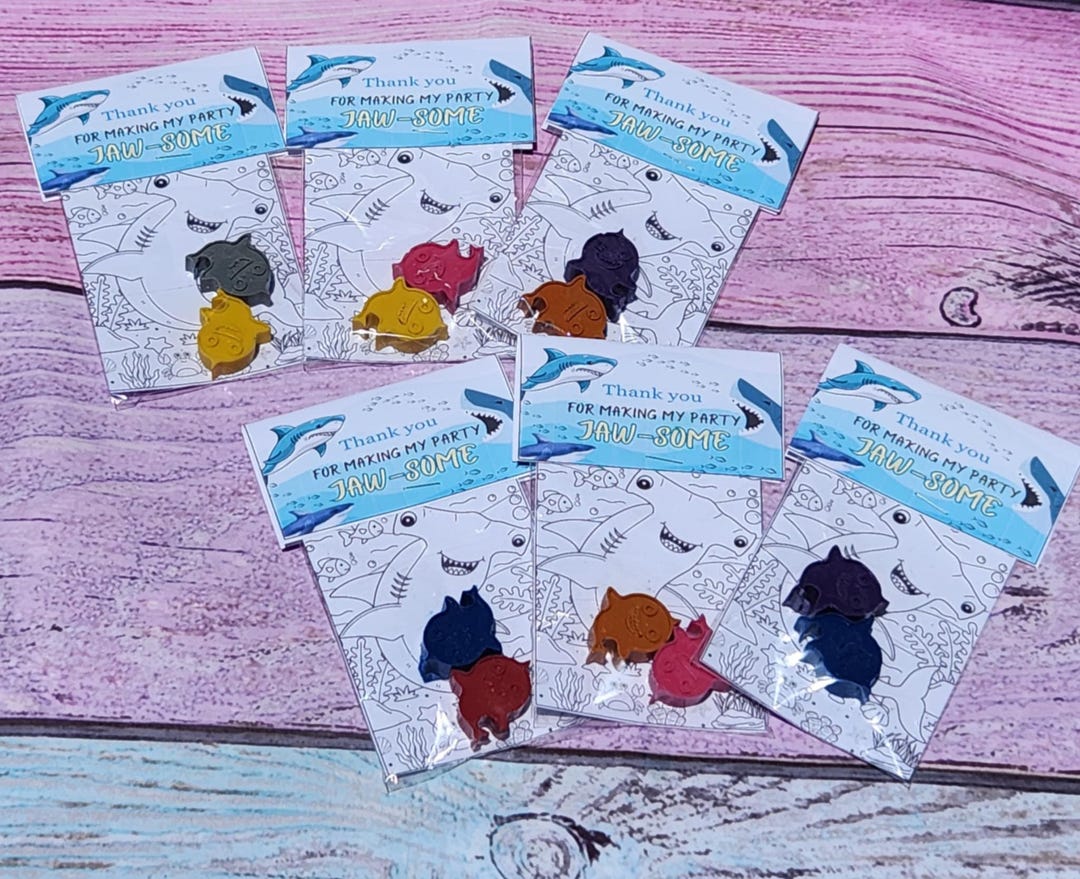 Shark Crayon Party Favors – Mini Coloring Kits for Kids – Shark ...