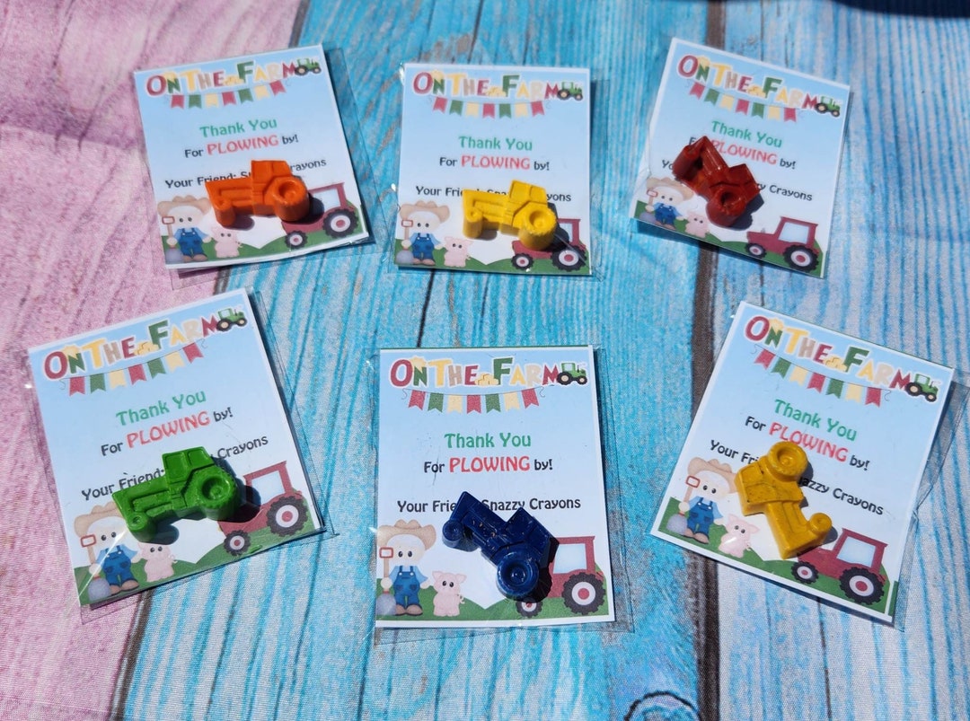 Farm, Tractor Themed Coloring Party Favors , Personalized Crayons, Pig ...