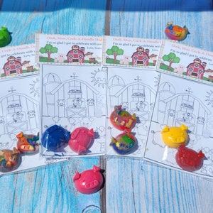 Farm, Piggy Themed Coloring Party Favors , Personalized Crayons, Pig ...