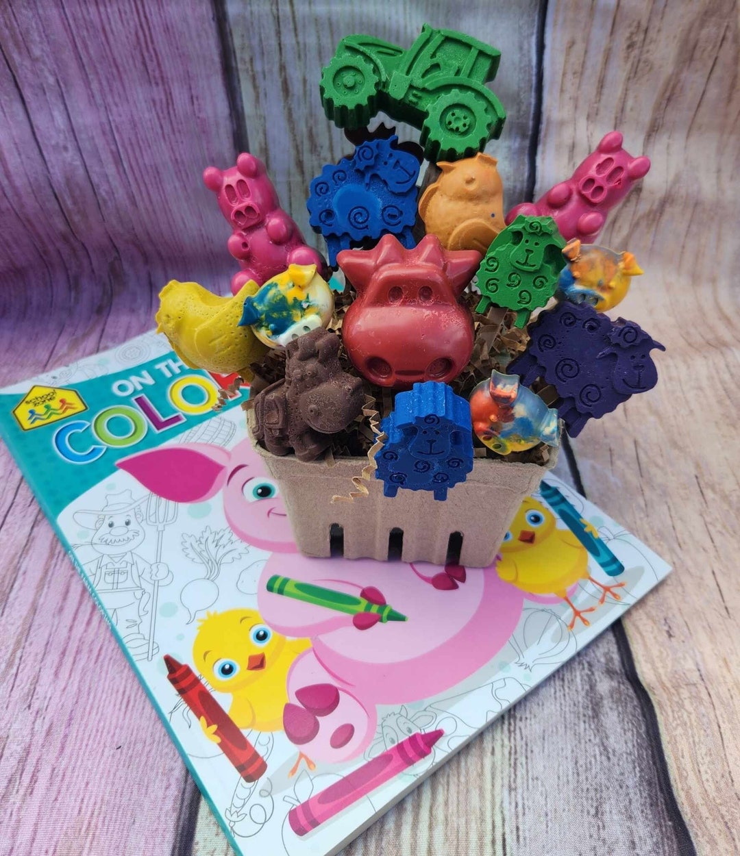 Farm Animal Crayons Gift Basket: Kids Birthday Party Favors - Etsy