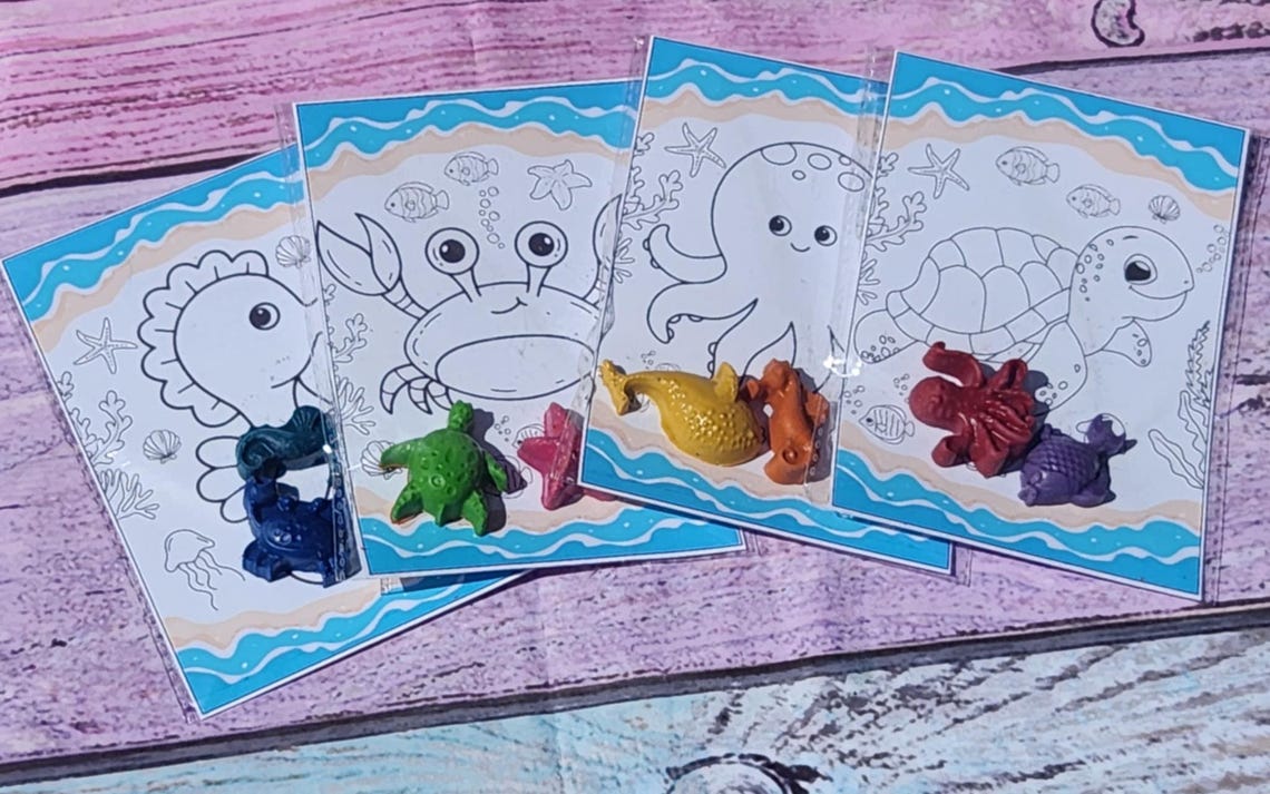 Under the Sea Crayon Party Favors | Ocean Crayons | Kids Birthday Favor ...
