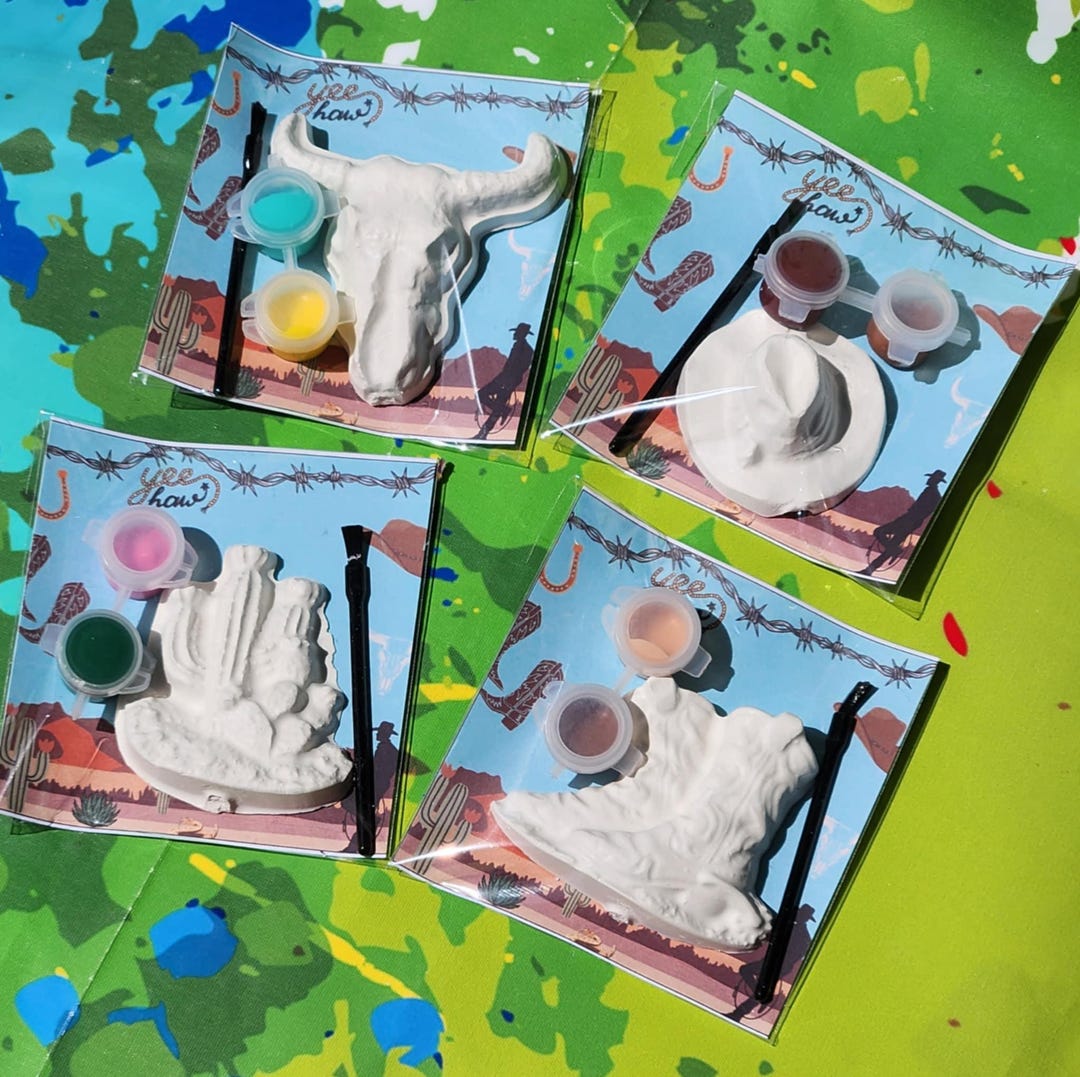 Western-themed Plaster Paint Kits | Cowboy Party Favors | DIY Kids ...