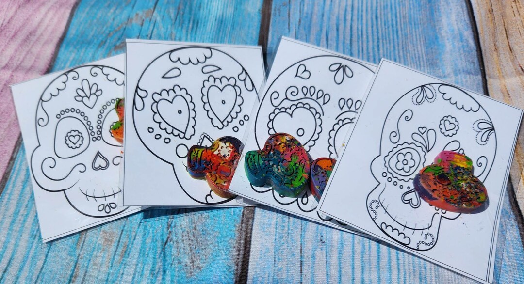 Sugar Skull Party Favor Coloring Kits, Crayon Names, Crayons, Birthday ...