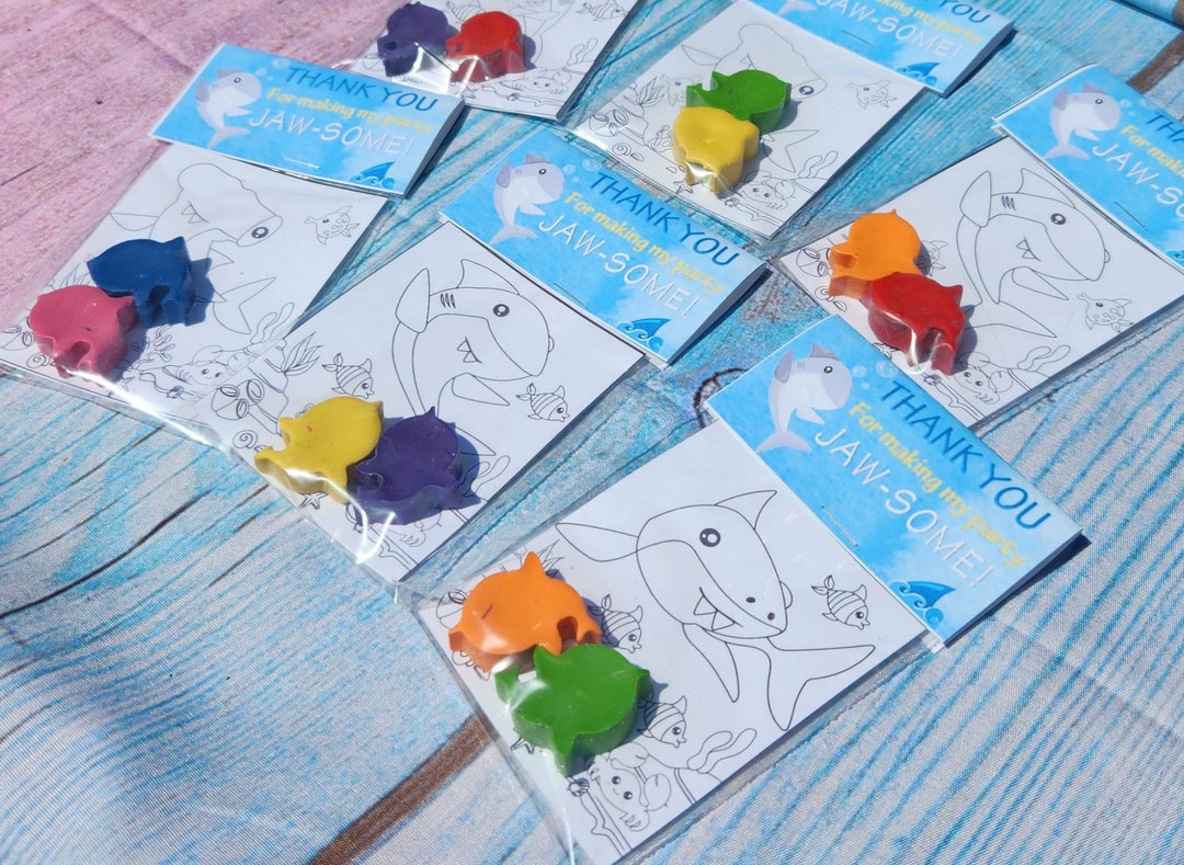 Shark Themed Crayons Shark Party Favors Shark Crayons - Etsy UK