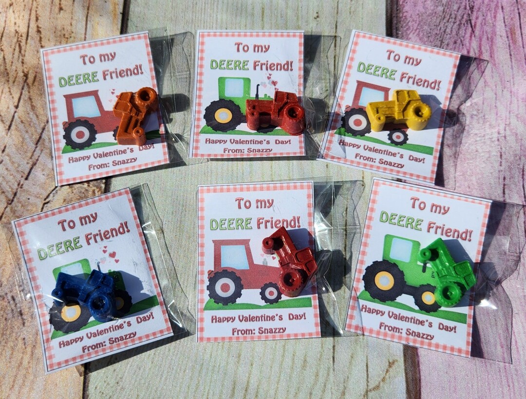 Tractor Valentines Day Cards With Crayons L Personalized Cards L Boy ...
