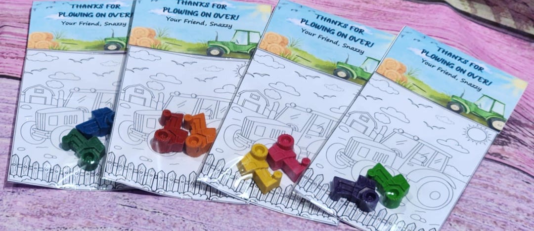 Farm Tractor Party Favors | Barnyard Coloring Kit | Personalized Crayon ...
