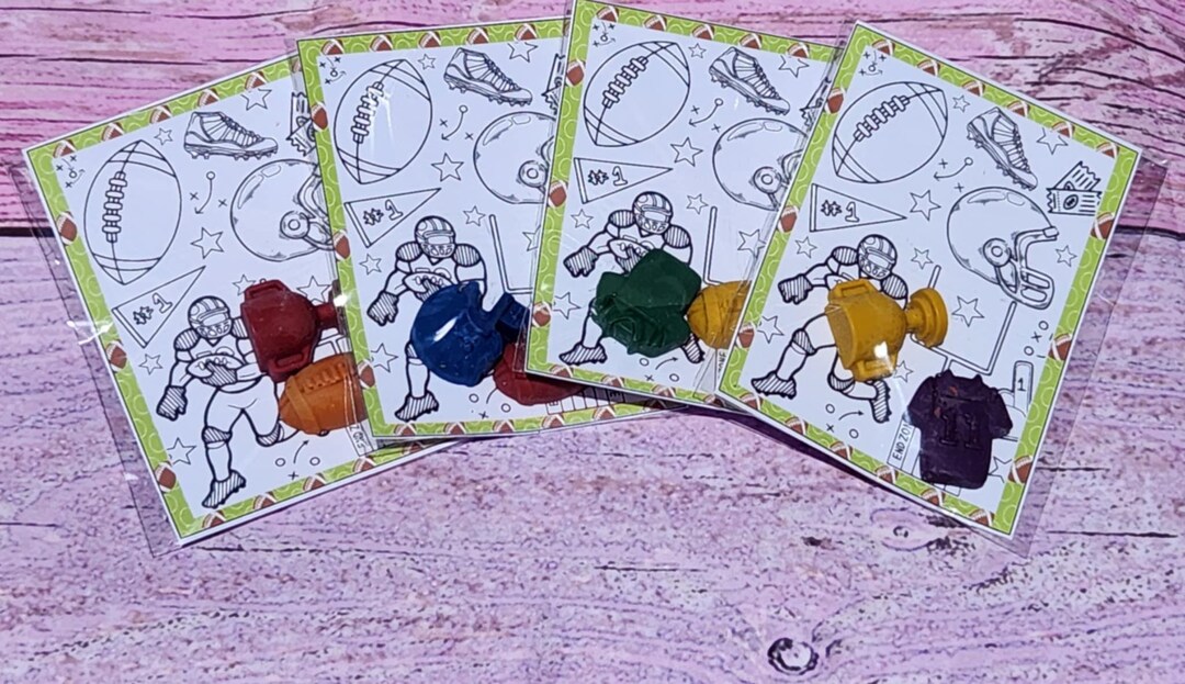 Football Crayons and Coloring Cards | Party Favors | Thank You Filler ...