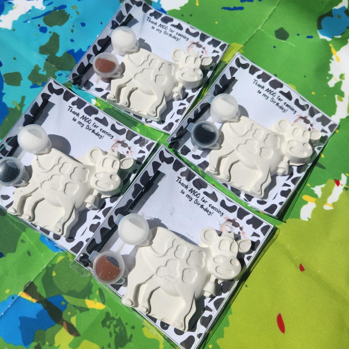 Cow Paint Kit Party Favor, Farm Birthday Craft, Barnyard Kids Activity ...