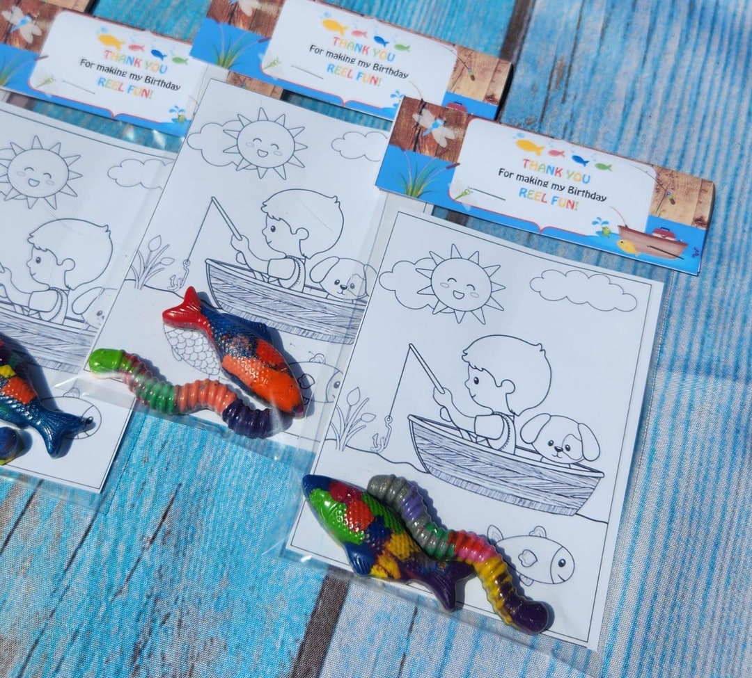 Gone Fishing, Fishing Party Coloring Party Favors , Personalized ...