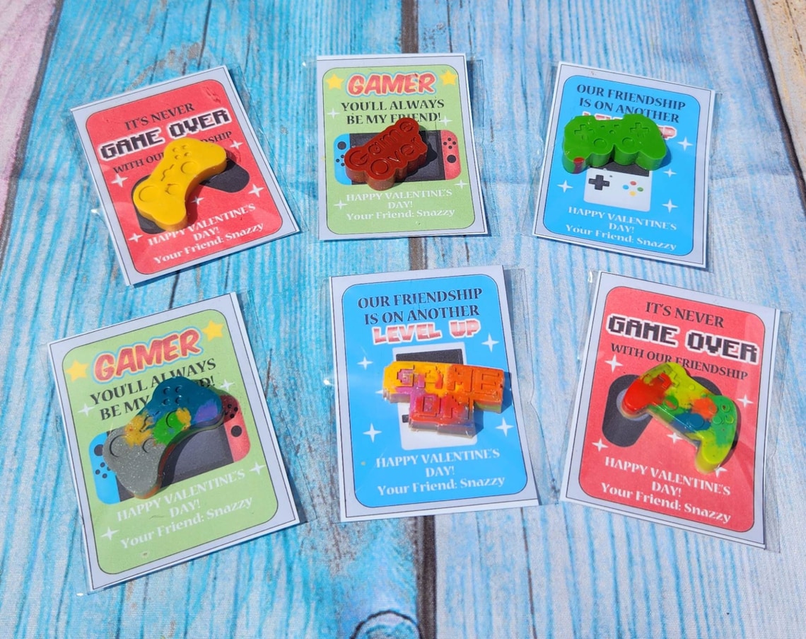 Video Game Valentines Day Cards With Crayons L Personalized Cards L Boy ...