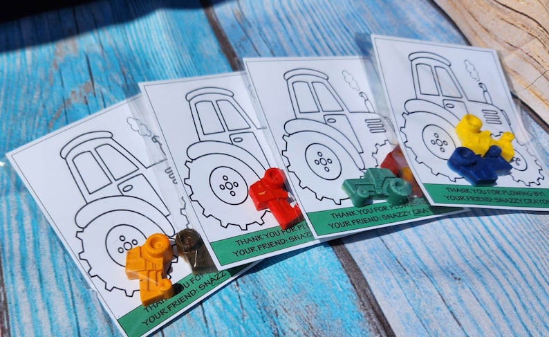 Farm Tractor Themed Coloring Party Favors , Personalized Crayons, Pig ...