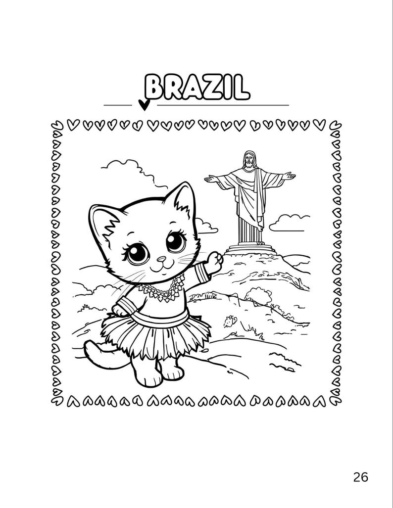 Kawaii Cat Travel Coloring Pages | Cozy Adventure Printable PDF - Etsy