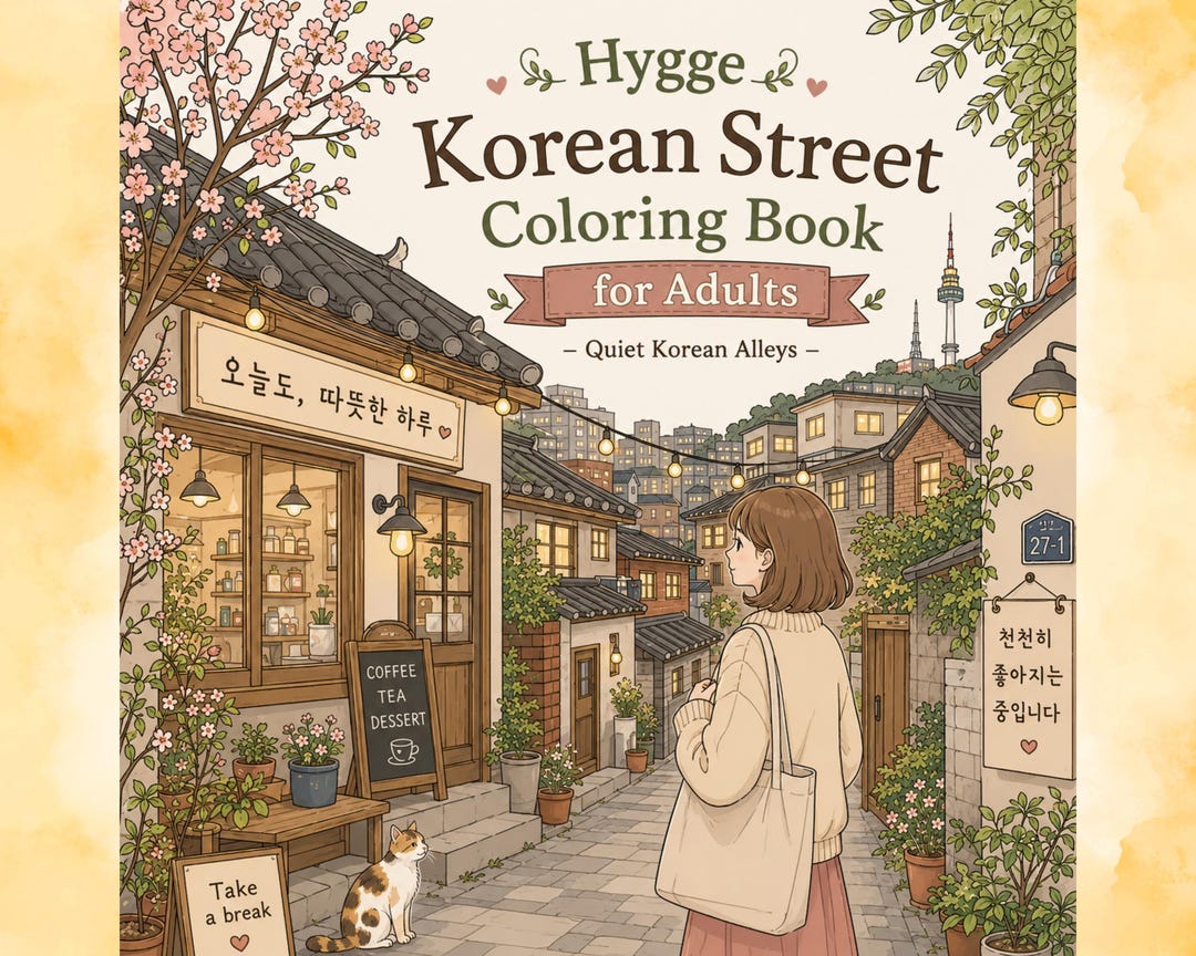 Quiet Korean Alleys Coloring Book for Adults – Relaxing, Peaceful ...
