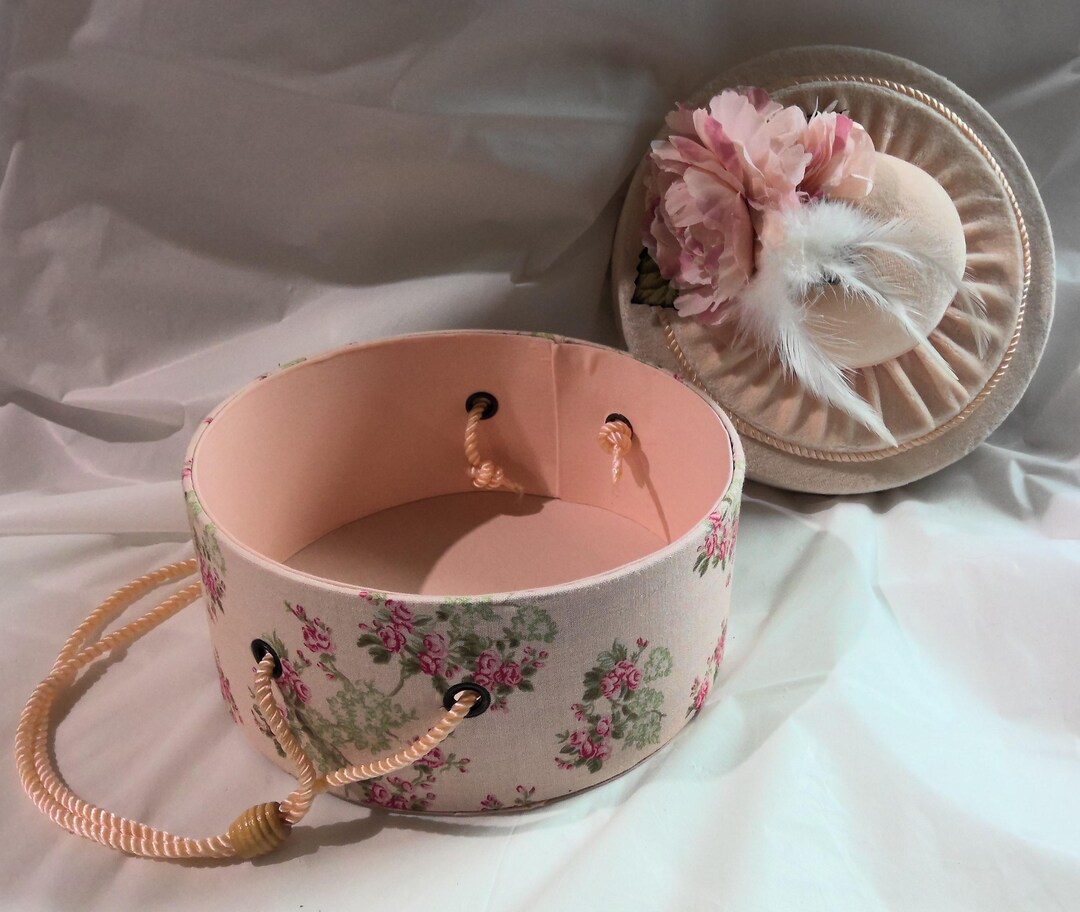 Vintage Victorian Hat Box Light Pink With Rope Handle - Etsy
