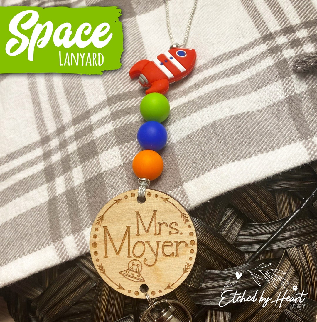 Space Teacher Lanyard Space Lanyard With Name Teacher Gift - Etsy