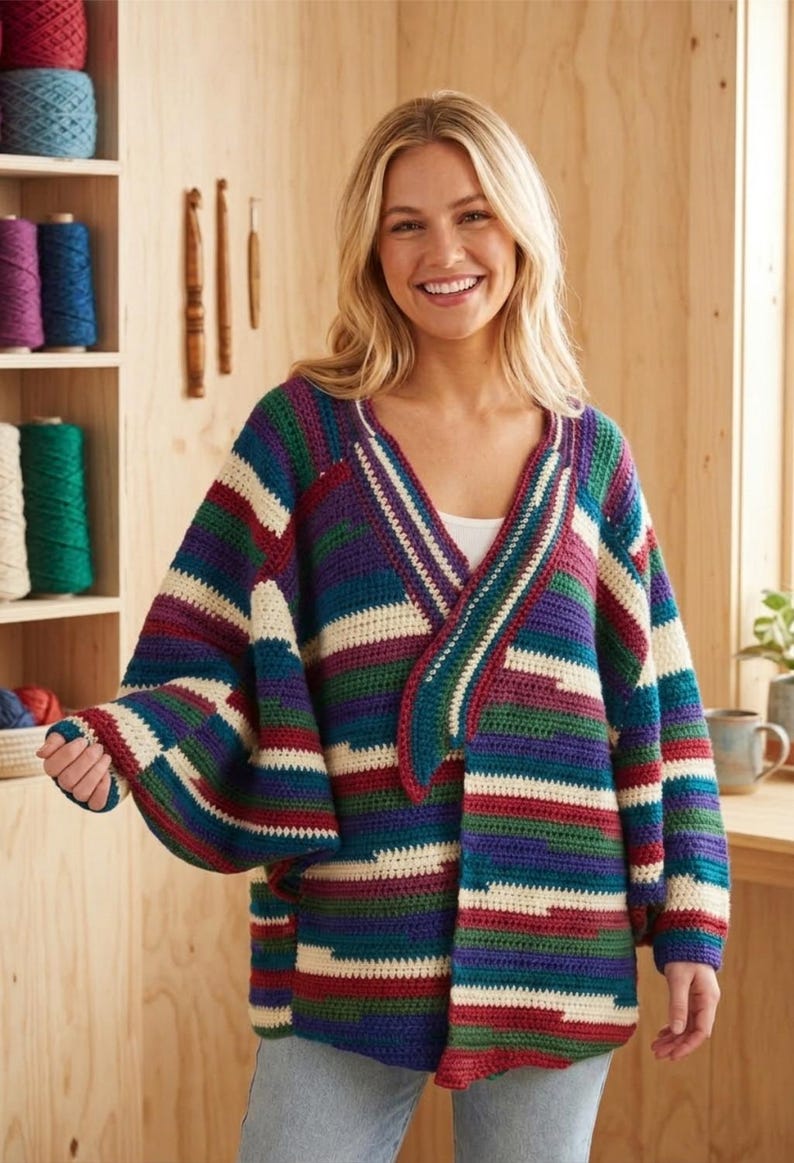 Crochet Batwing Coat Pattern PDF, Oversized Cardigan, Chunky Crochet ...