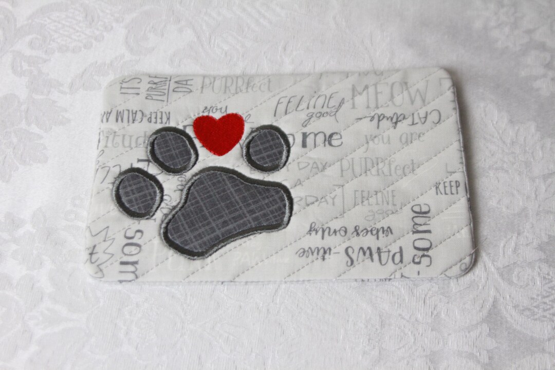 Paw Print Kitty Mug Rug/coaster - Etsy