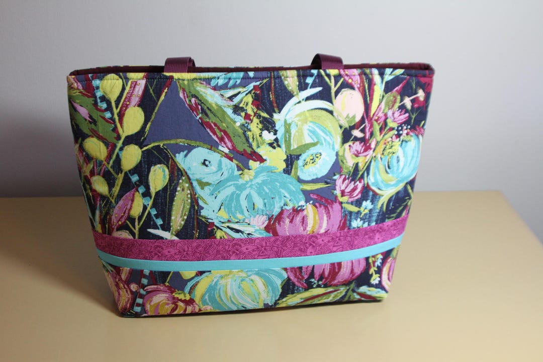 Handmade Tote/shoulder Bag/purse - Colorful Abstract Floral Pattern - Etsy