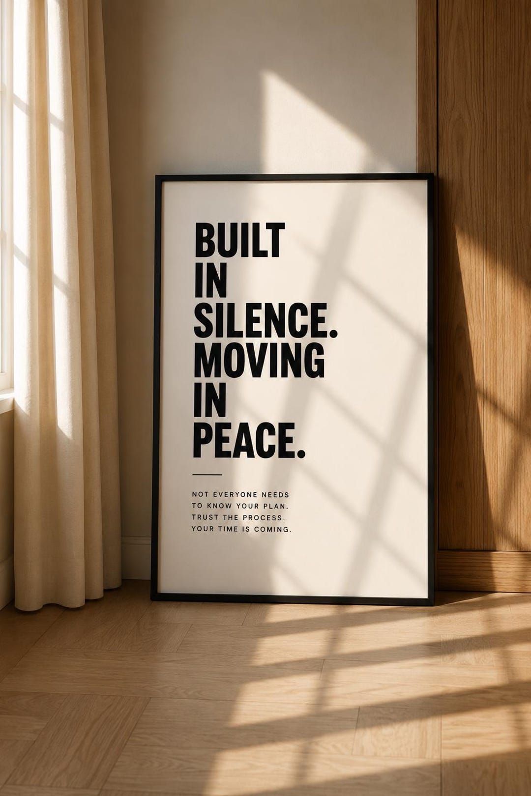 Built in Silence Moving in Peace Print | Minimalist Motivational Wall ...